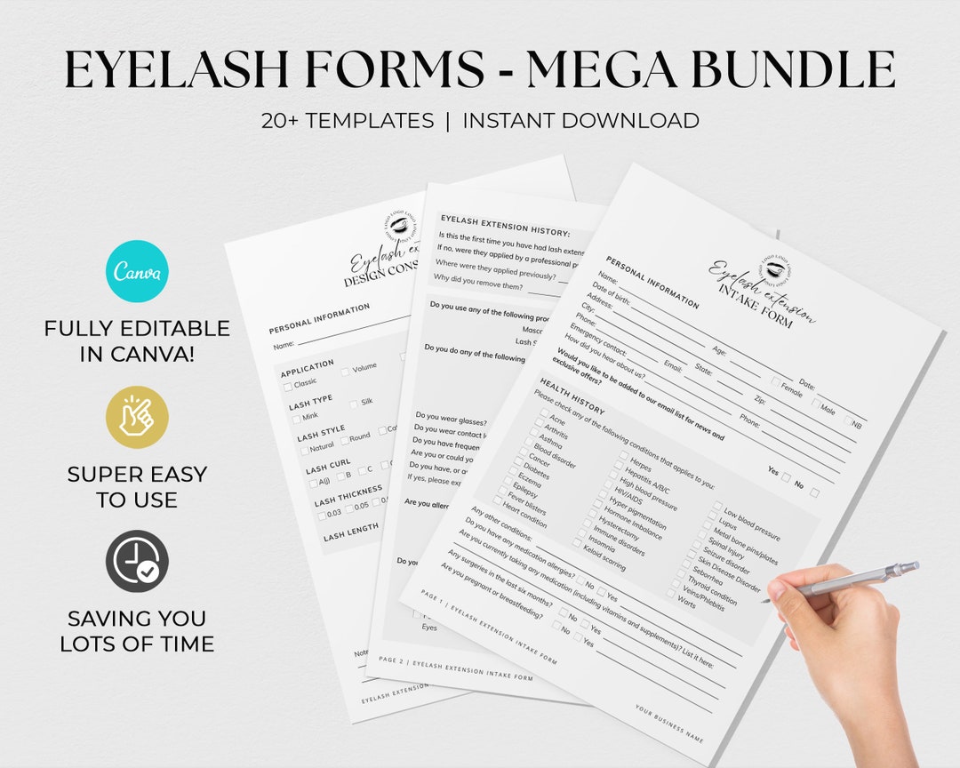 Eyelash Extension Forms Editable Lash Consent Templates Lash Tech ...