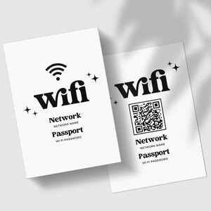 Wifi QR Code Sign, Printable Wifi Sign, Editable Wifi Password Sign ...