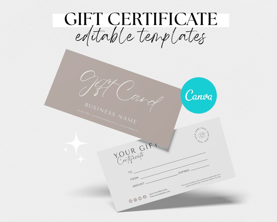 Editable Gift Certificate Template, Printable Gift Certificate, Modern ...