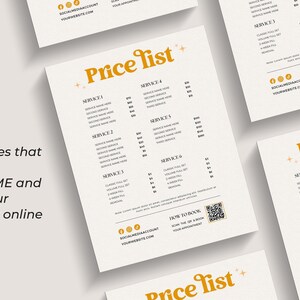 Price List Template, Editable Price List Template Canva, Makeup Artist ...