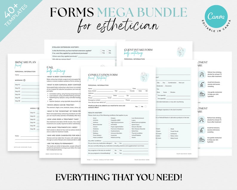 Esthetician Consent Forms Facial Consent Forms Client Intake - Etsy