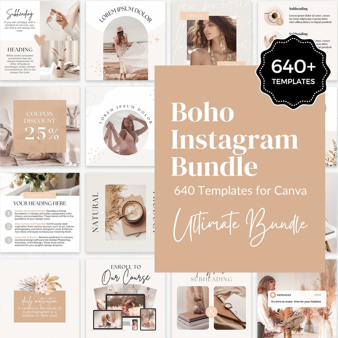 Neutral Instagram Post Templates Boho Instagram Templates Social Media ...