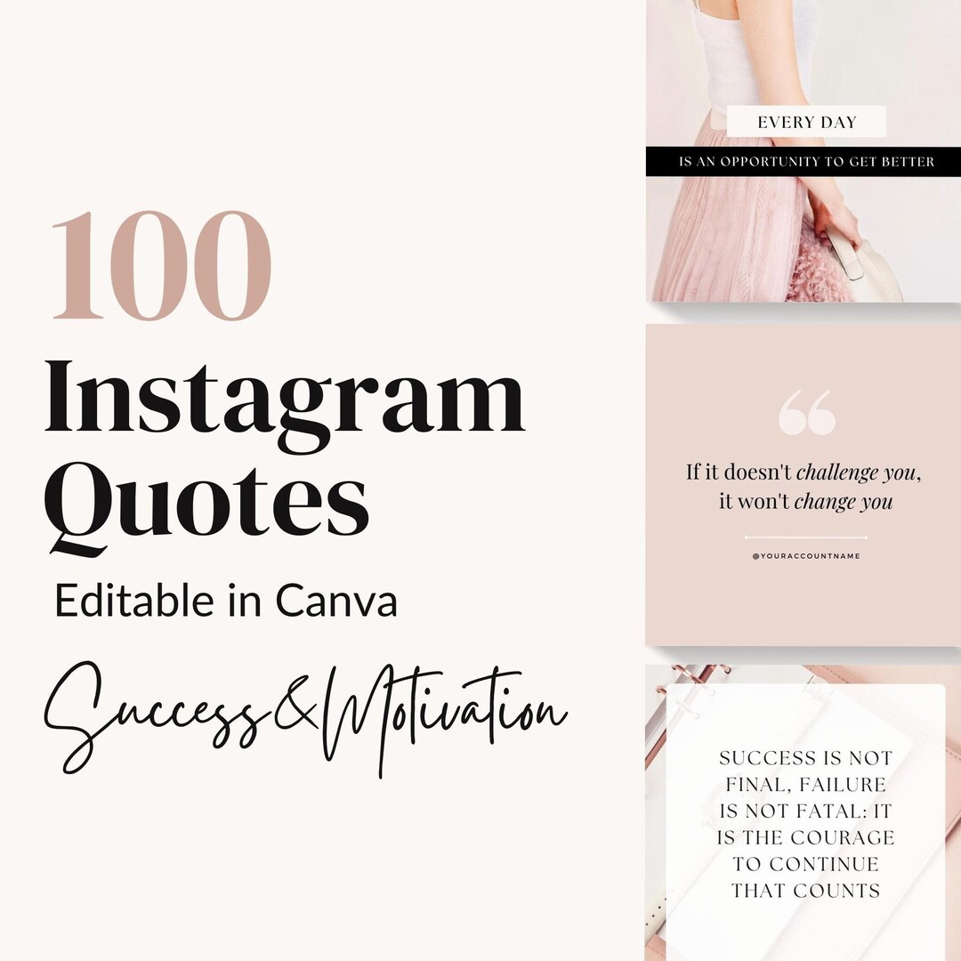 Pink Instagram Inspirational Quote Pack, Editable Quote Templates ...