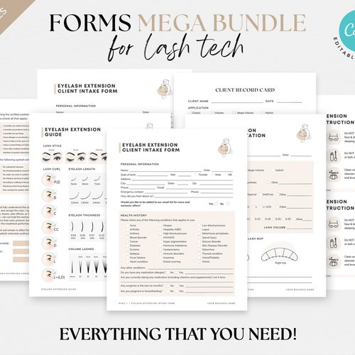 Editable Eyelash Extensions Forms Lash Tech Consultation Lash - Etsy