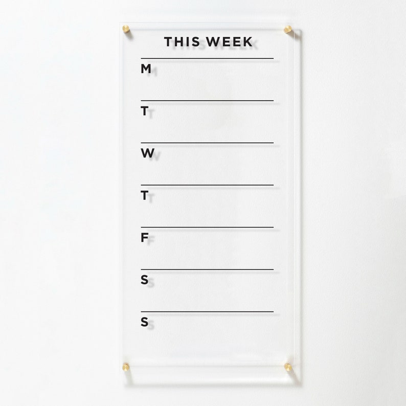 Acrylic Weekly Planner | Vertical Dry Erase Weekly Calendar ...
