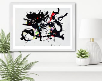 ORIGINAL Abstract Expressionism Contemporary Black and White Painting ...