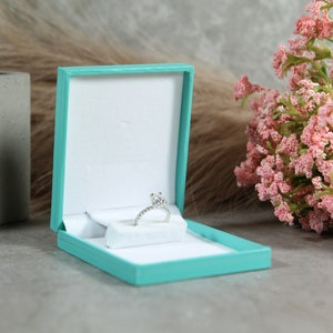 Slim Pocket Sized Light Blue Engagement Ring Box - Great for Proposals ...