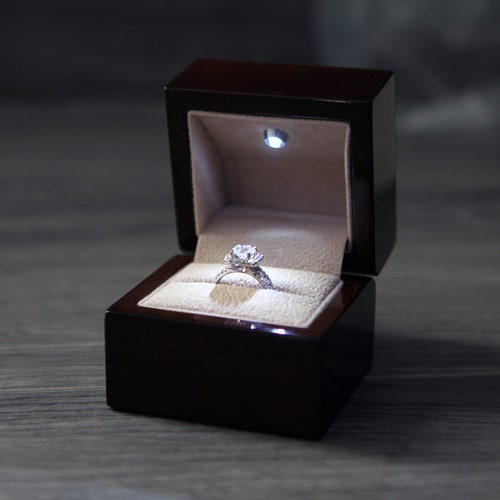 Black Engagement Ring Box With LED Light Great for - Etsy