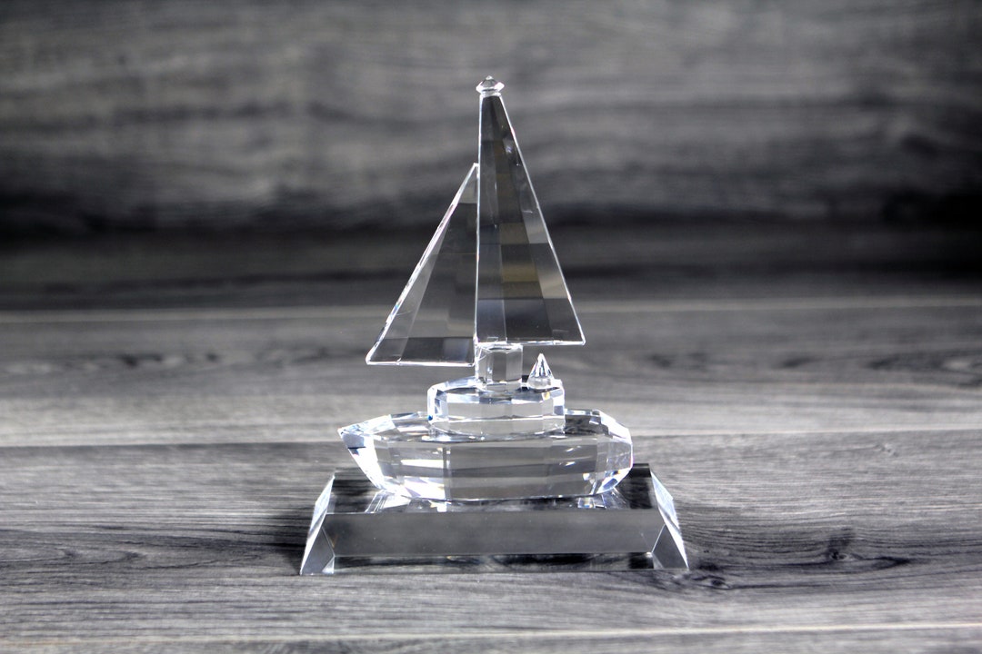 Personalized Engraved Crystal Sailboat - Comes With Velvet Gift Box ...