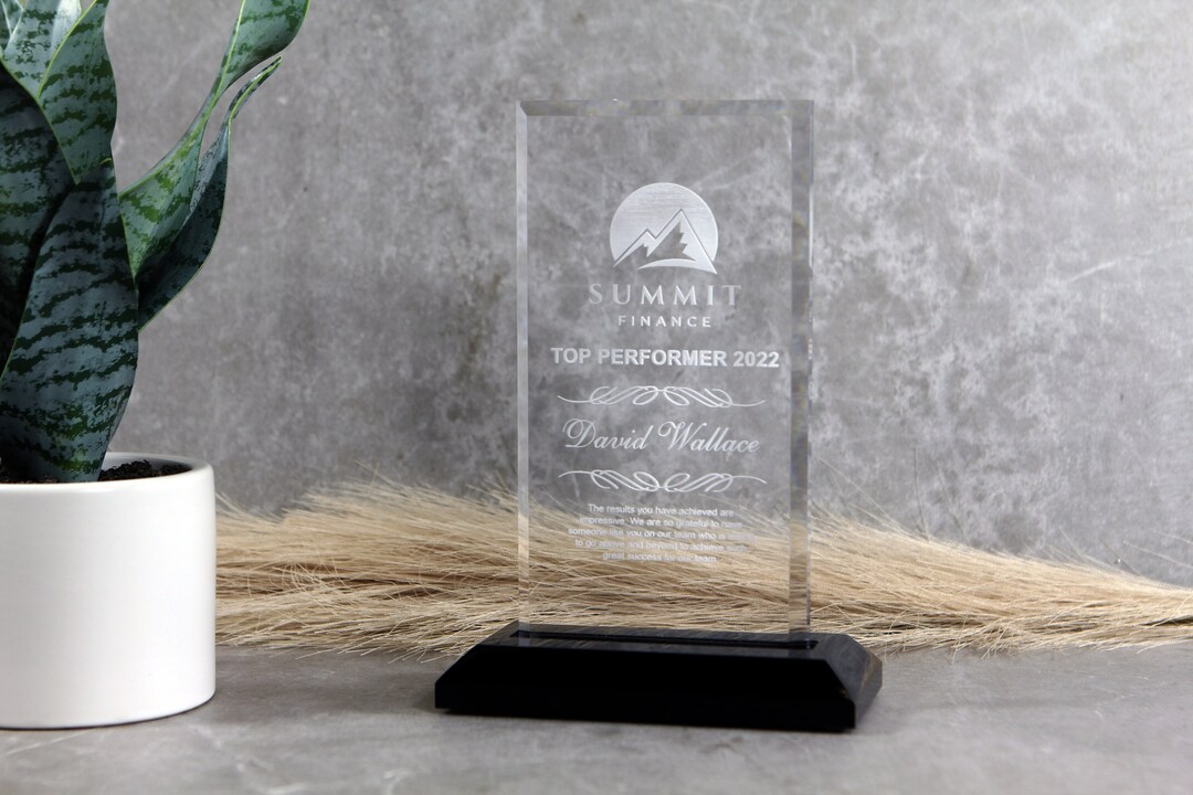Custom Engraved Rectangular Plaque Award - Acrylic Award - Modern Award ...