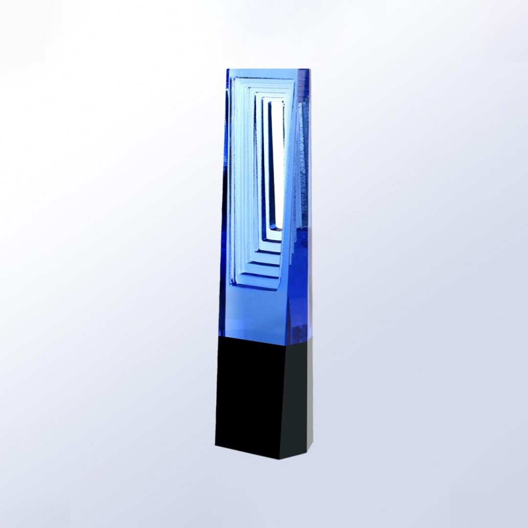 Custom Engraved Blue Azure Infinity Award - Crystal Award - Modern ...