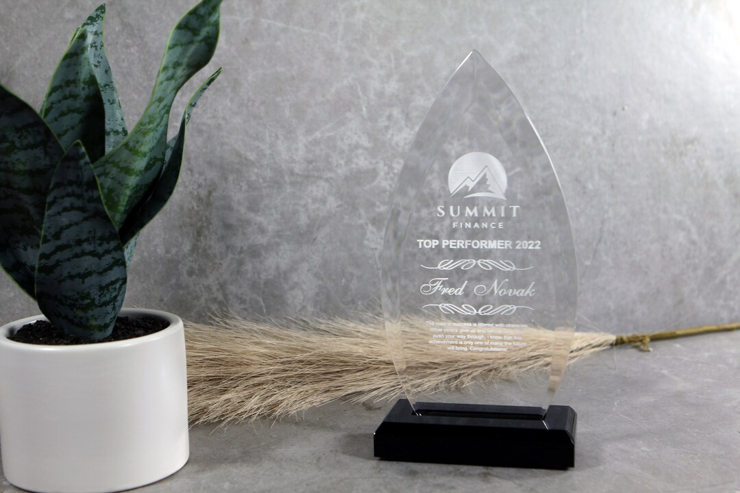 Custom Engraved Teardrop Award - Acrylic Award - Modern Award ...