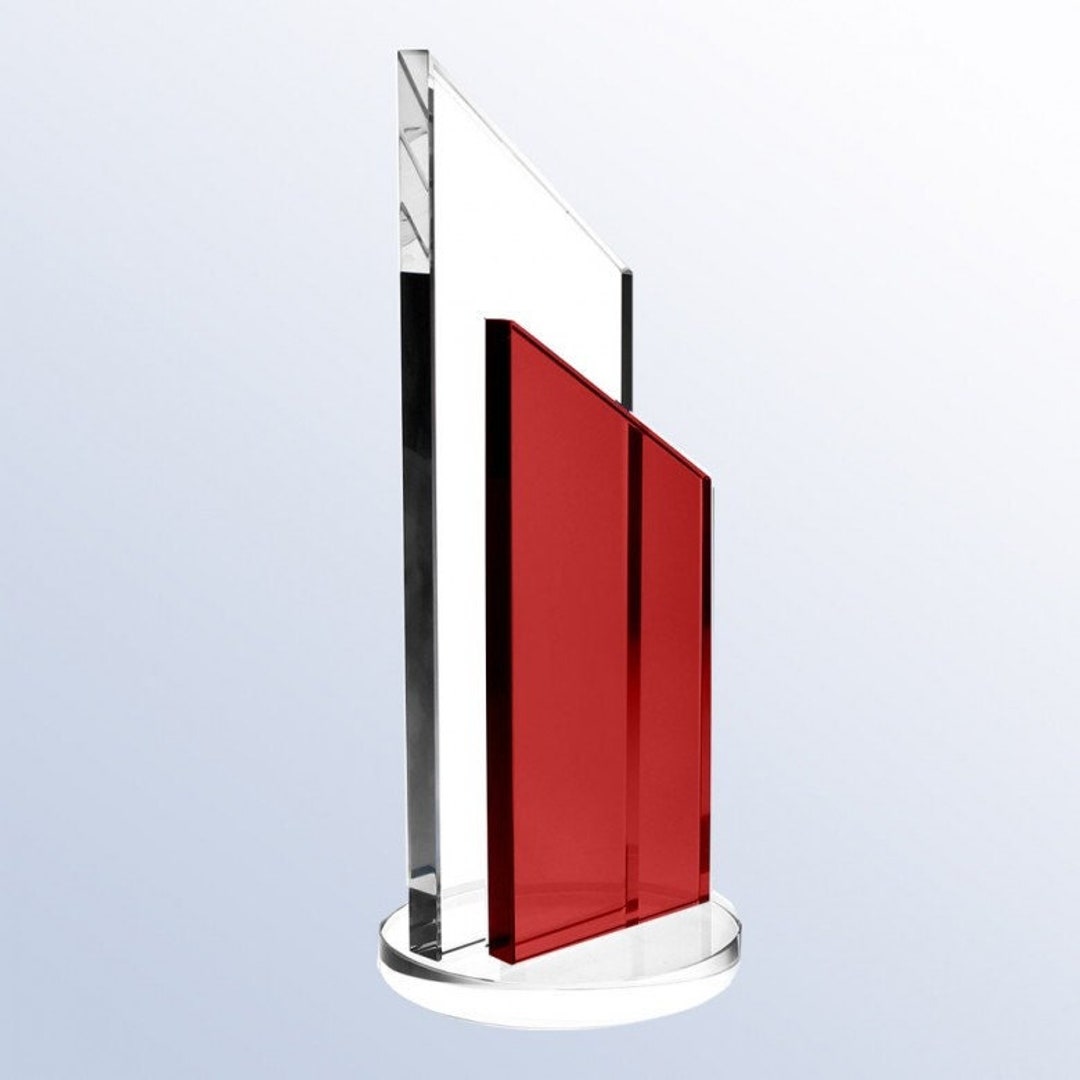 Custom Red Crystal Award - Custom Engraved Crystal Award - Glass Award ...