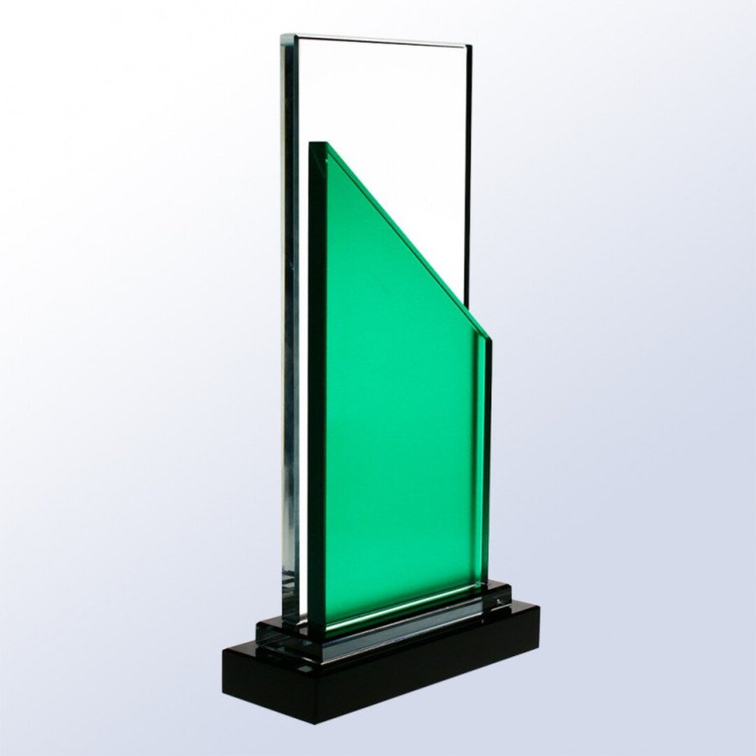 Personalized Modern Green Crystal Award - Custom Engraved Crystal Award ...