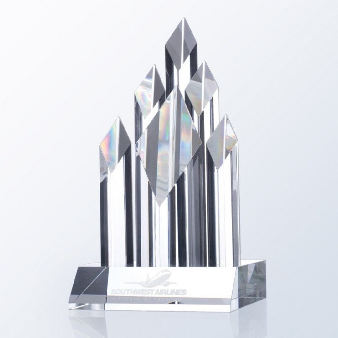 Custom Engraved 5 Star Diamond Crystal Award Crystal Award Trophy Five ...