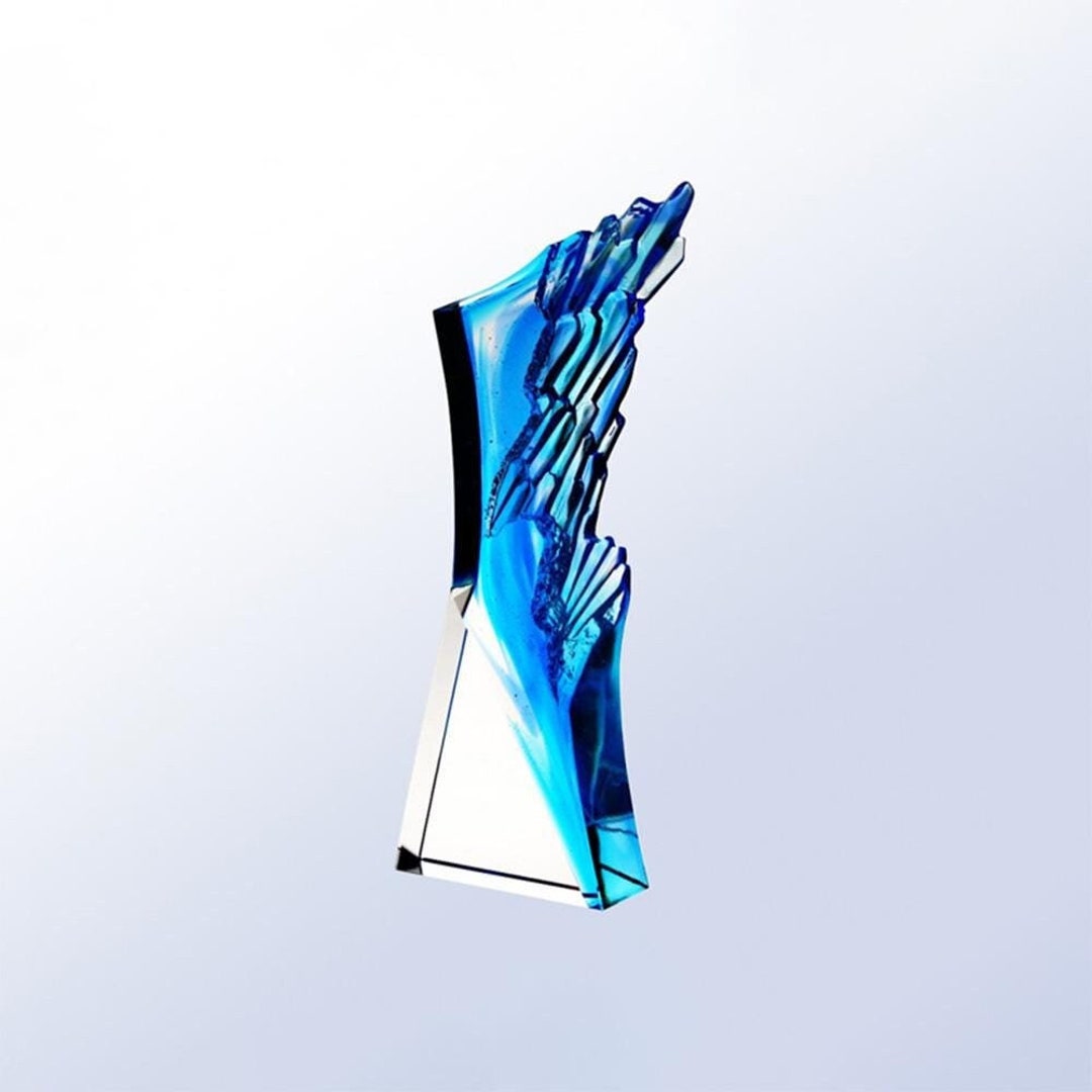 Custom Engraved Blue Lumen Award - Crystal Award - Modern Engraved ...