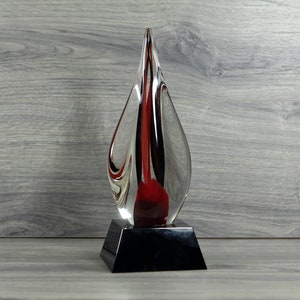 Custom Engraved Red Lava Glass Award ,abstract Glass Sculpture, Glass ...