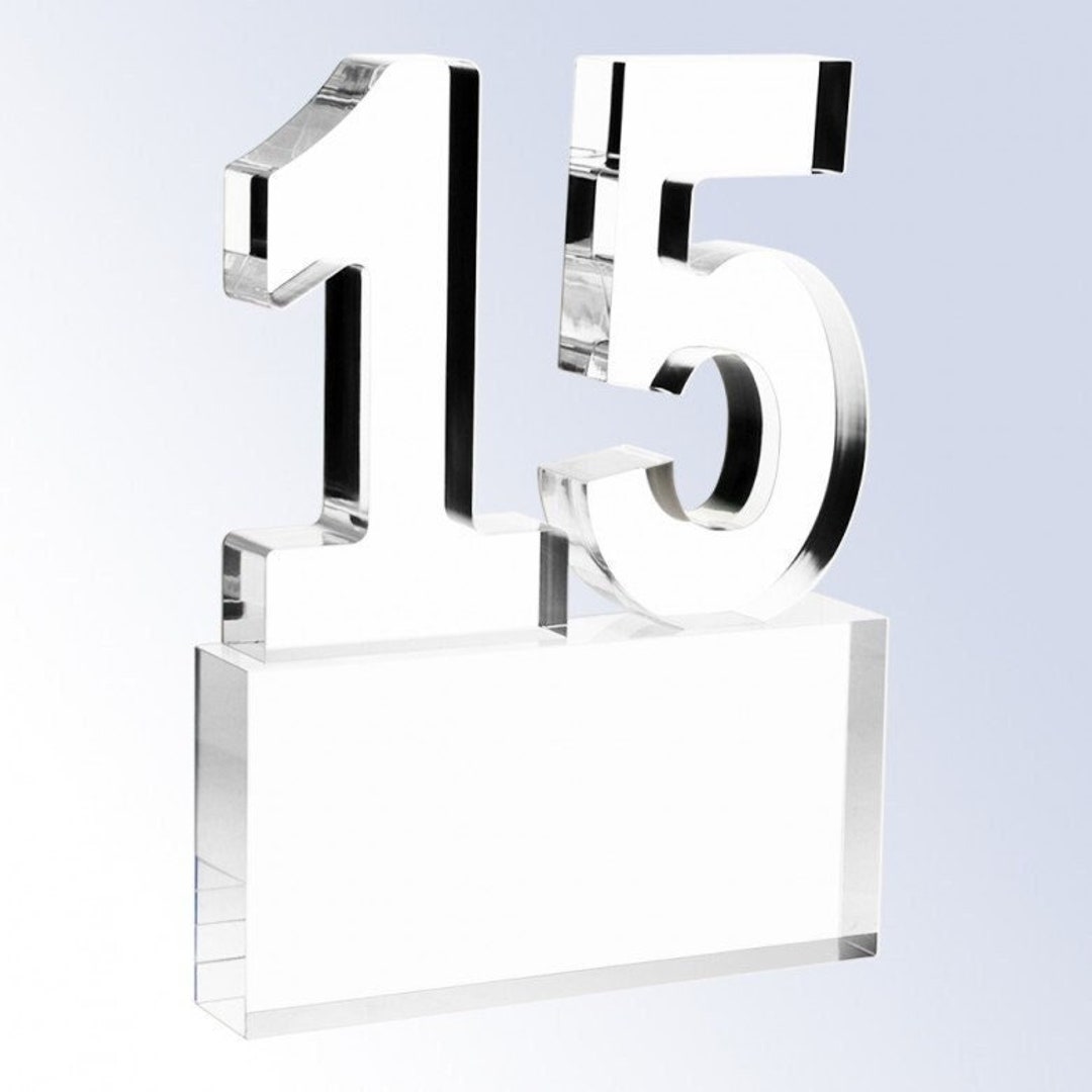 Custom Engraved Acrylic Number 15 Award - Engraved Award - 15 Year ...