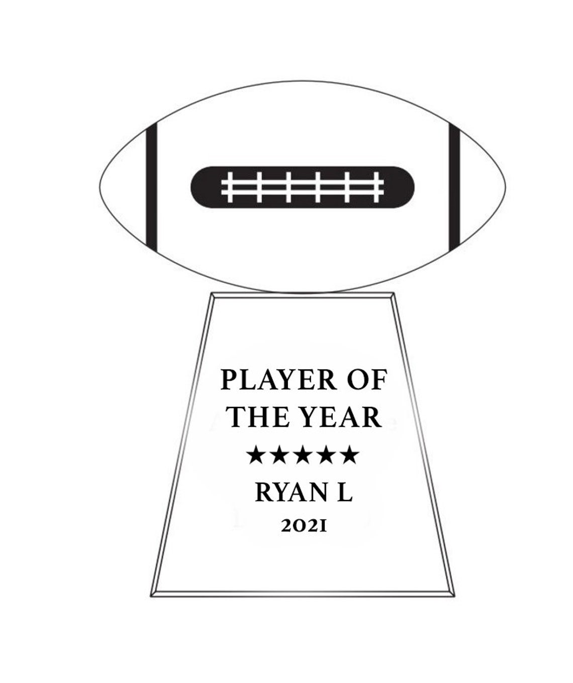 Engraved Crystal Football Award Custom Football Award - Etsy