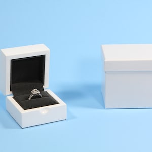 Glossy White Modern Engagement Ring Box - Great for Proposals, Weddings ...