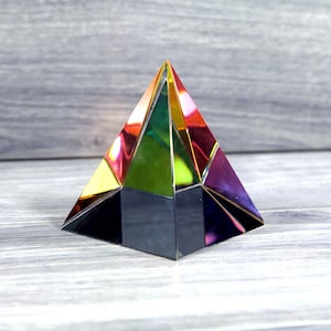 Rainbow Crystal Pyramid Award - Custom Engraved Crystal Award - Glass ...