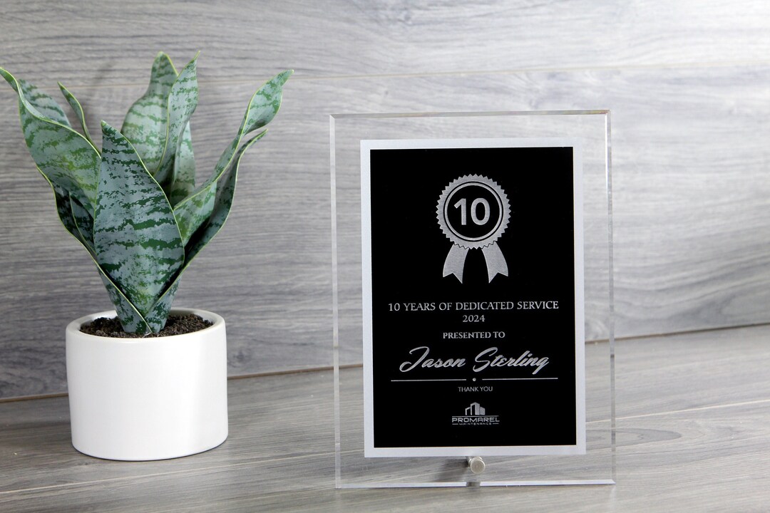 Custom Achievement Award - Engraved Acrylic Award - Years of Service ...