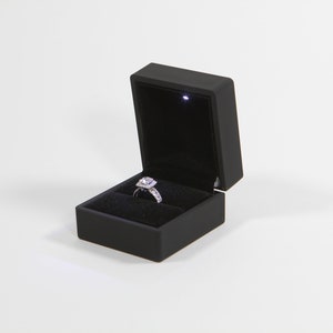 Black Engagement Ring Box With LED Light - Great for Proposals ...