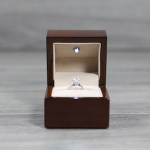 Wood Engagement Ring Box With LED Light - Great for Proposals, Weddings ...