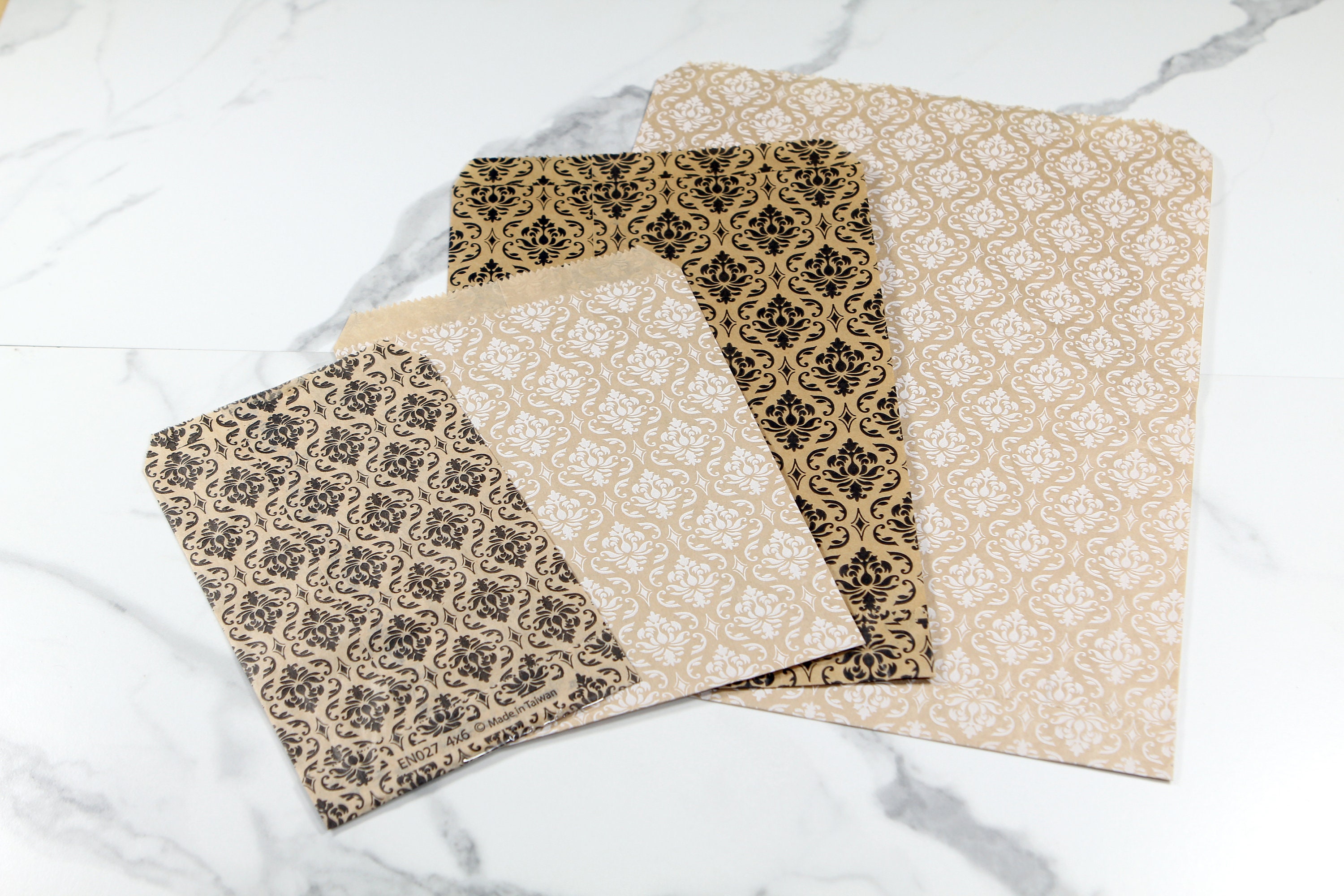100 Pack Fancy Royal Flat Paper Gift Bags, Great for Packaging ...