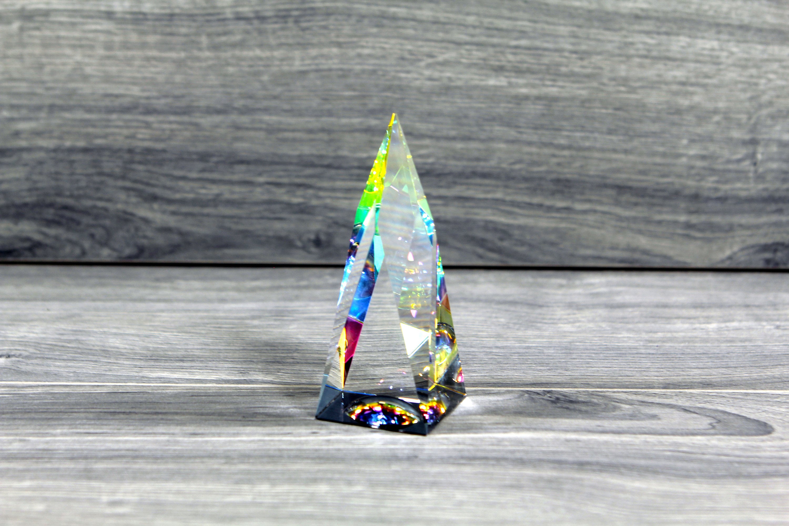 Rainbow Crystal Summit Award - Custom Engraved Crystal Award - Glass ...