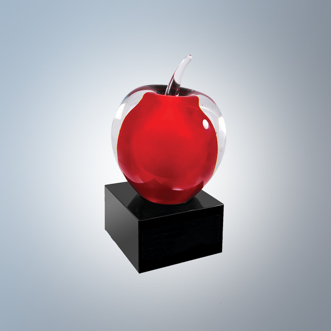 Custom Engraved Apple Award - Art Glass Award - Gift for Teachers - Etsy