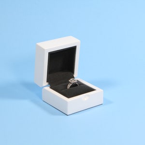 Glossy White Modern Engagement Ring Box - Great for Proposals, Weddings ...