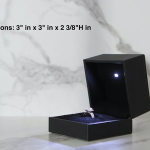 Large Black Leather Engagement Ring Box With LED Light - Great for ...