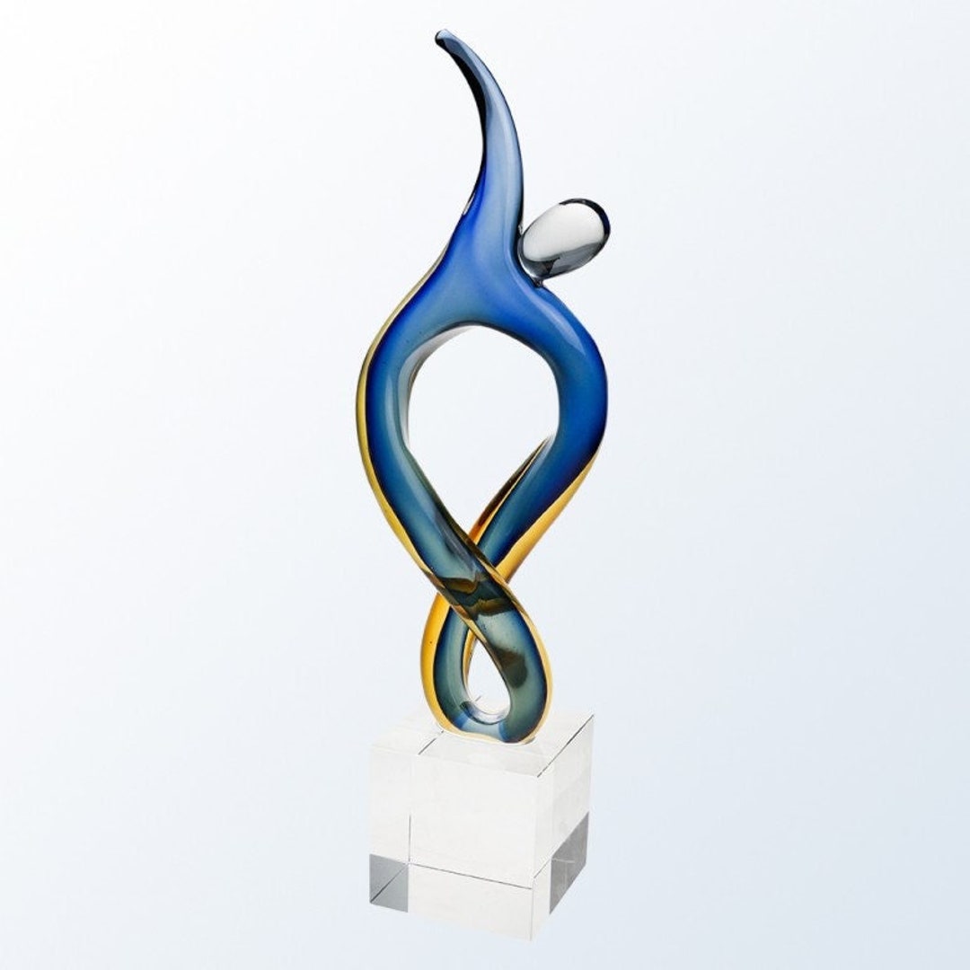 Custom Engraved Dancing Art Glass Award Trophy ,abstract Glass ...