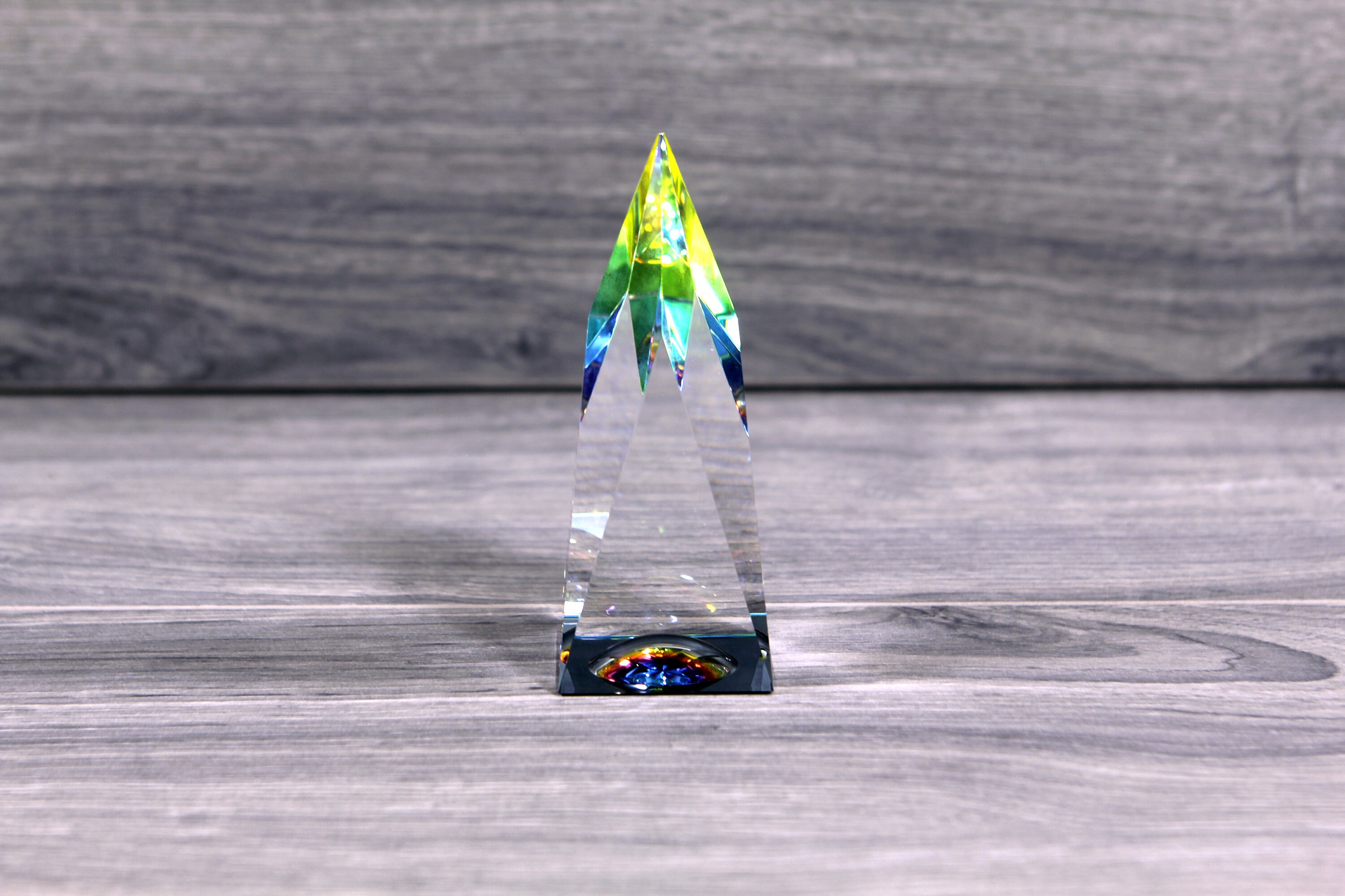Rainbow Crystal Summit Award - Custom Engraved Crystal Award - Glass ...