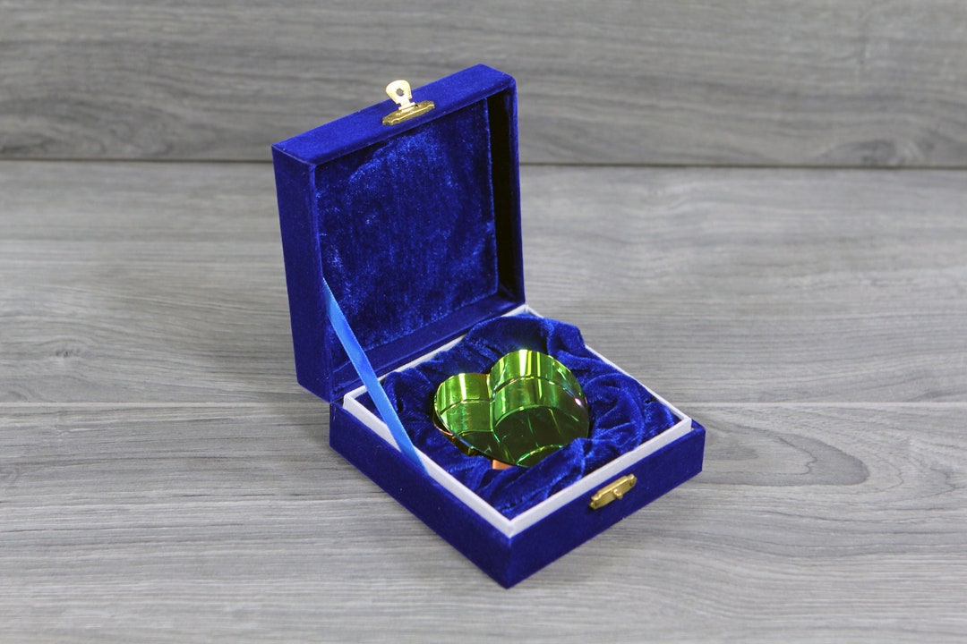 Rainbow Crystal Heart Paperweight - Custom Engraved Heart Crystal Award ...