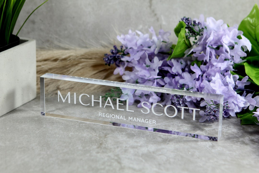 Custom Laser Engraved Acrylic Clear Name Plate, Name Sign for Teachers ...