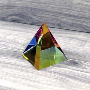 Rainbow Crystal Pyramid Award - Custom Engraved Crystal Award - Glass ...