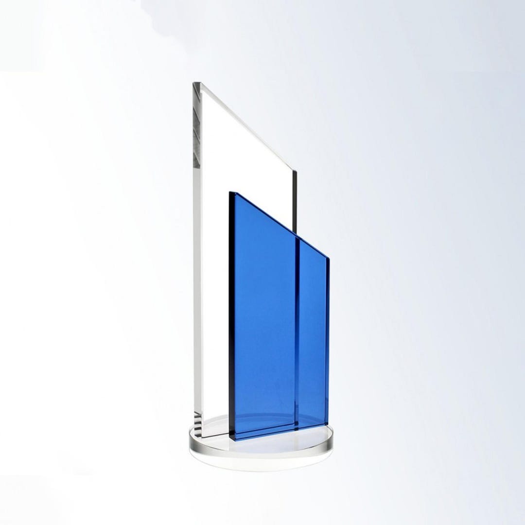 Personalized Blue Crystal Award - Custom Engraved Crystal Award ...