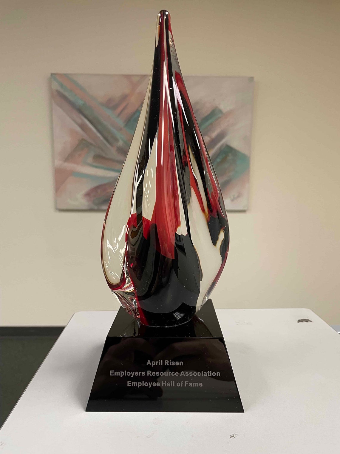 Custom Engraved Red Lava Glass Award abstract Glass - Etsy