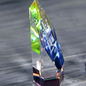 Rainbow Crystal Hexagon Award - Custom Engraved Crystal Award - Glass ...