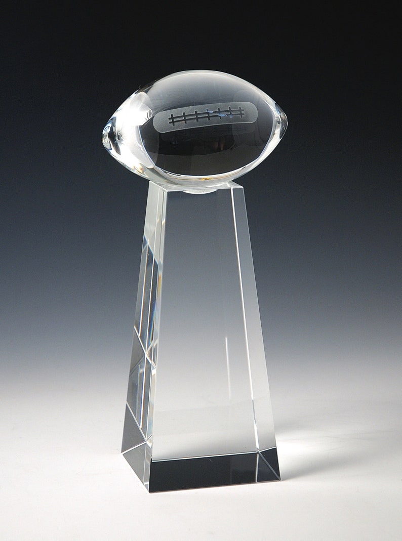 Engraved Crystal Football Award, Custom Football Award, Fantasy ...