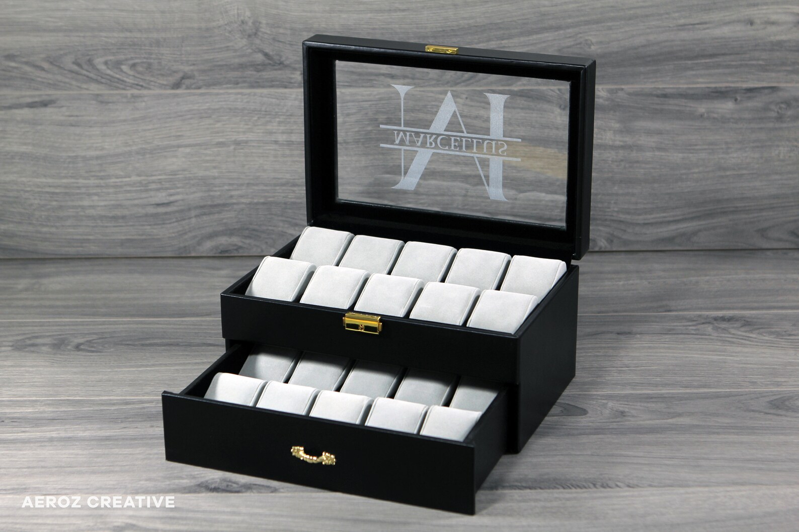 Personalized Custom Black Watch Box Case 20 Slots Great for - Etsy