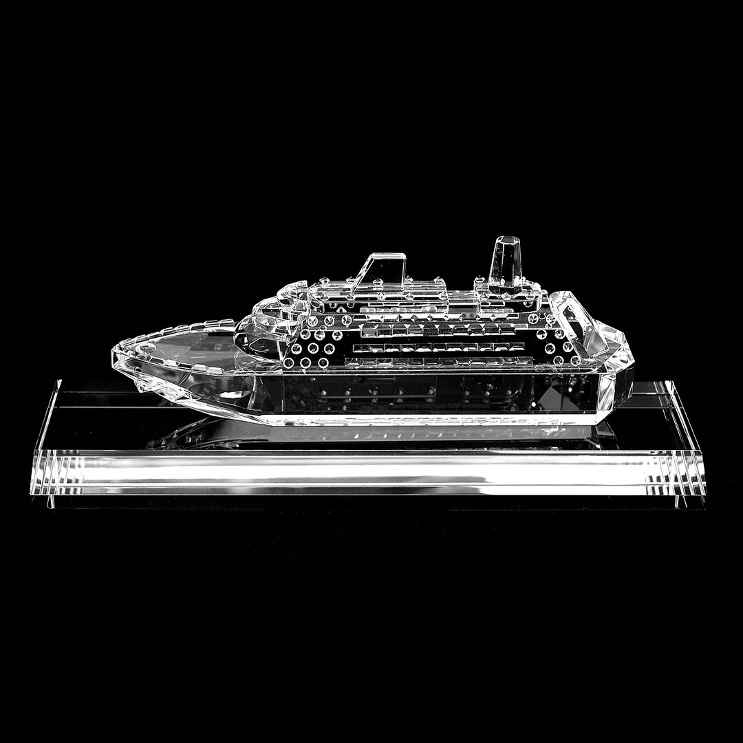 Custom Engraved Crystal Cruise Yacht Award - Comes With Velvet Gift Box ...
