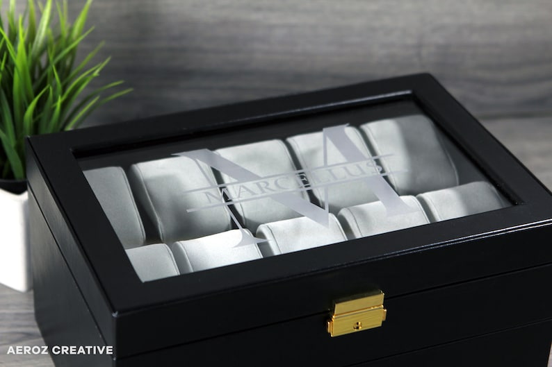 Personalized Custom Black Watch Box Case 20 Slots Great for - Etsy