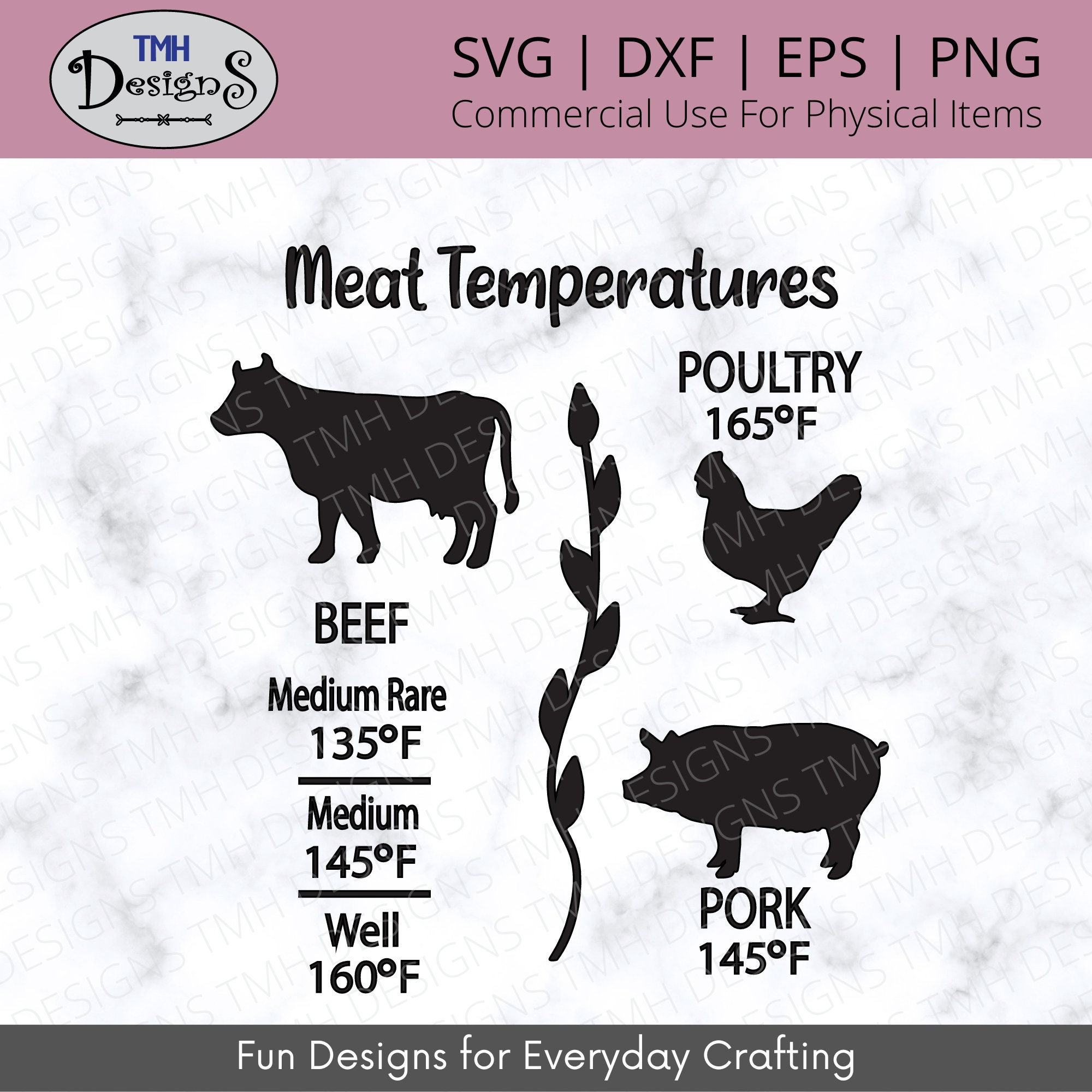 Kitchen Conversion Chart SVG PNG Meat Temperature Chart Svg ...