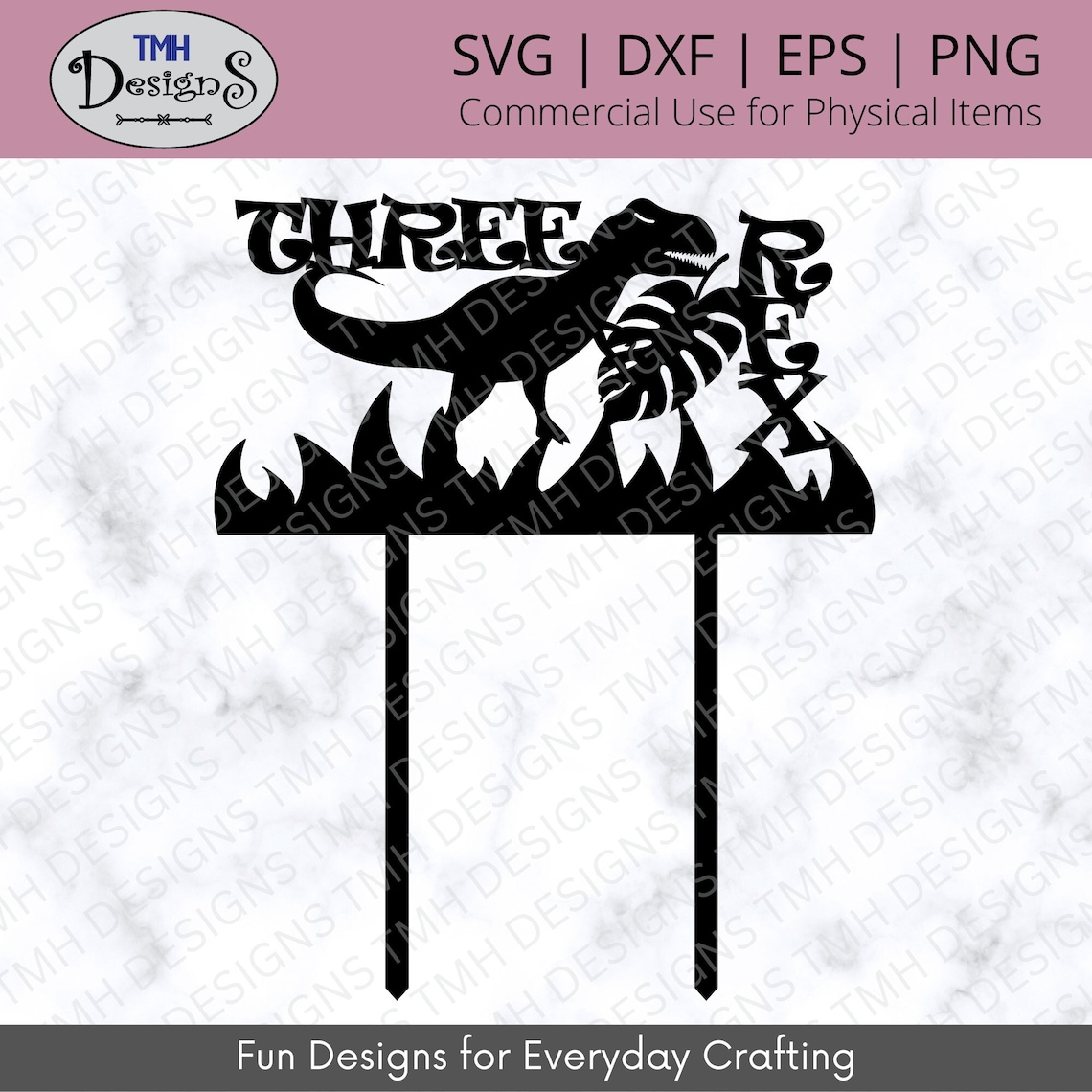 Three-rex Cake Topper SVG - 3rd Birthday SVG - Cake Topper SVG Digital ...