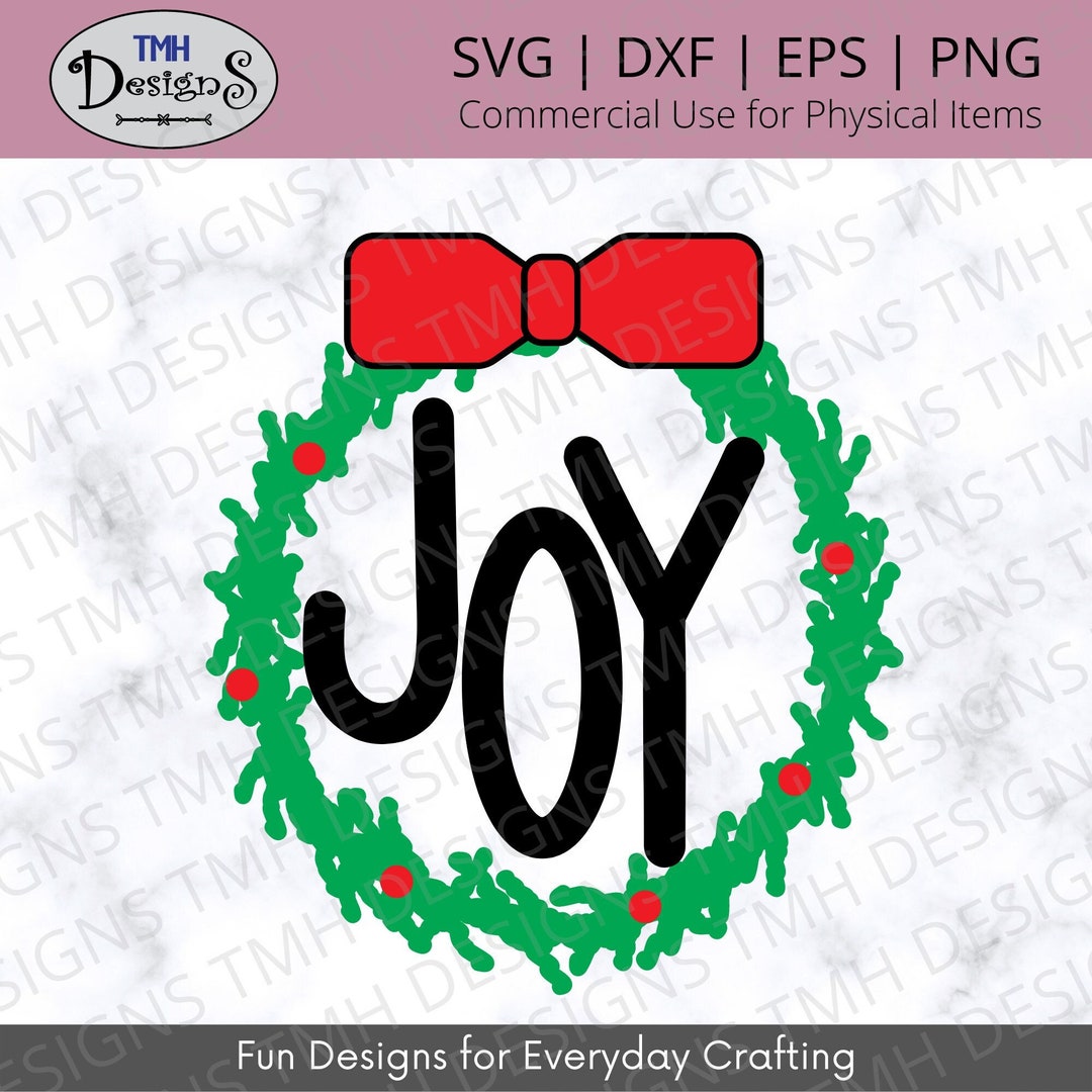 Christmas Wreath SVG - Joy SVG - Garland SVG Digital Download Eps Dxf ...