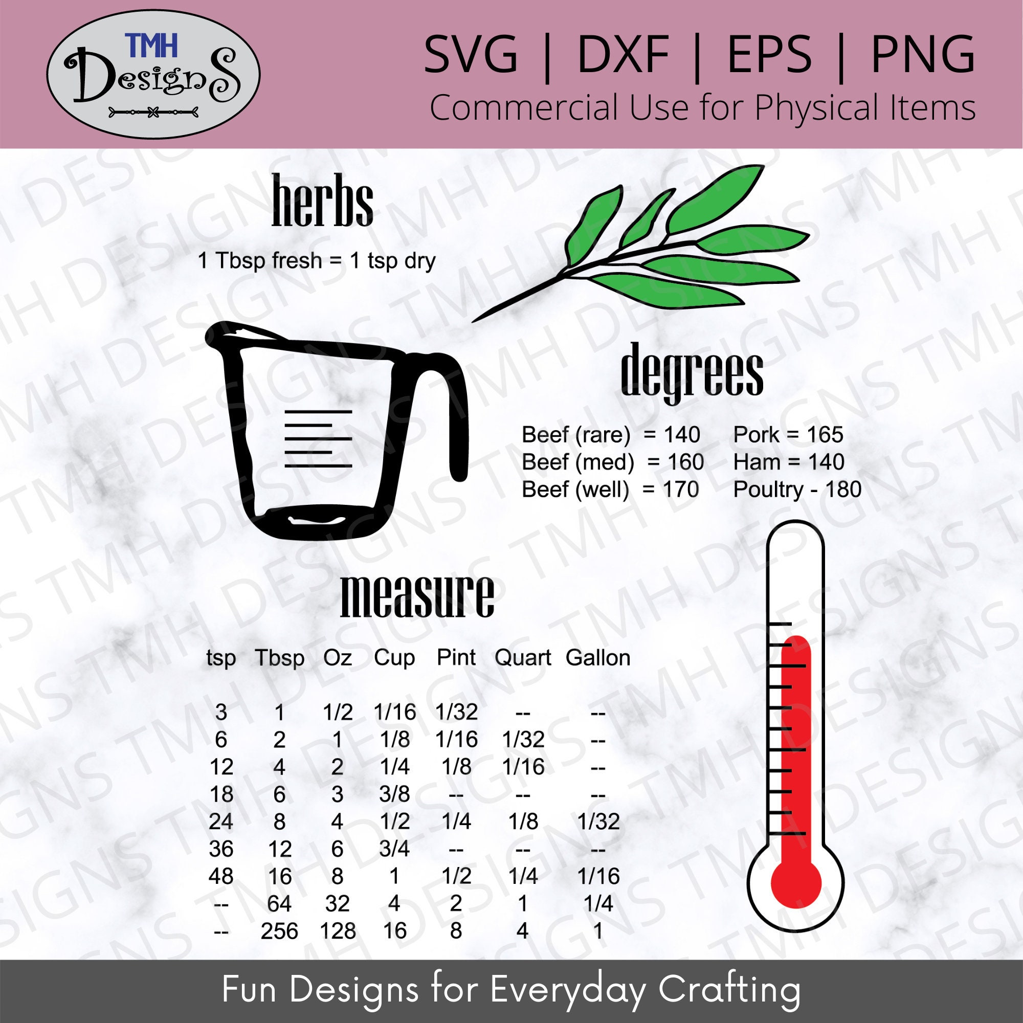 Kitchen Conversions SVG - Measuring SVG - Temperature SVG - Herbs Svg ...