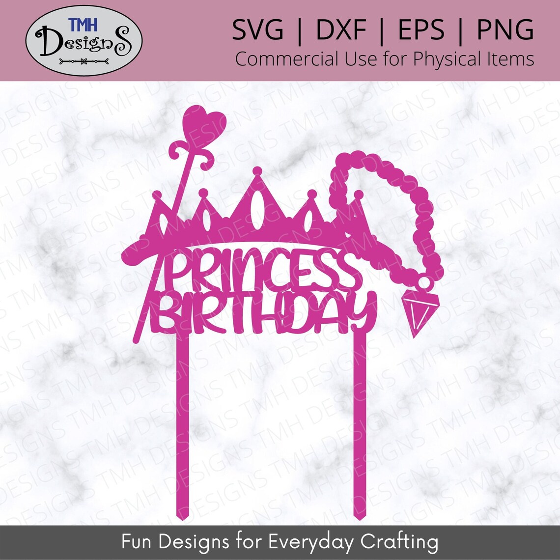 Princess Birthday Cake Topper SVG - Happy Birthday SVG - Cake Topper ...